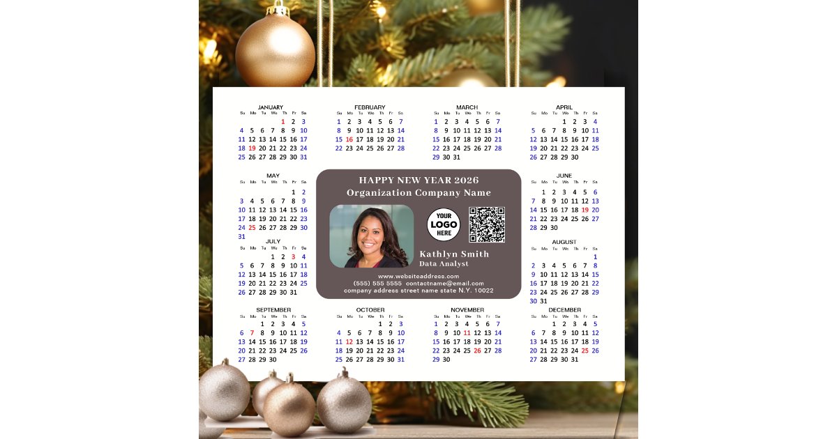 2026 Calendrier Business Logo QR Moderne Magnétiqu | Zazzle.fr