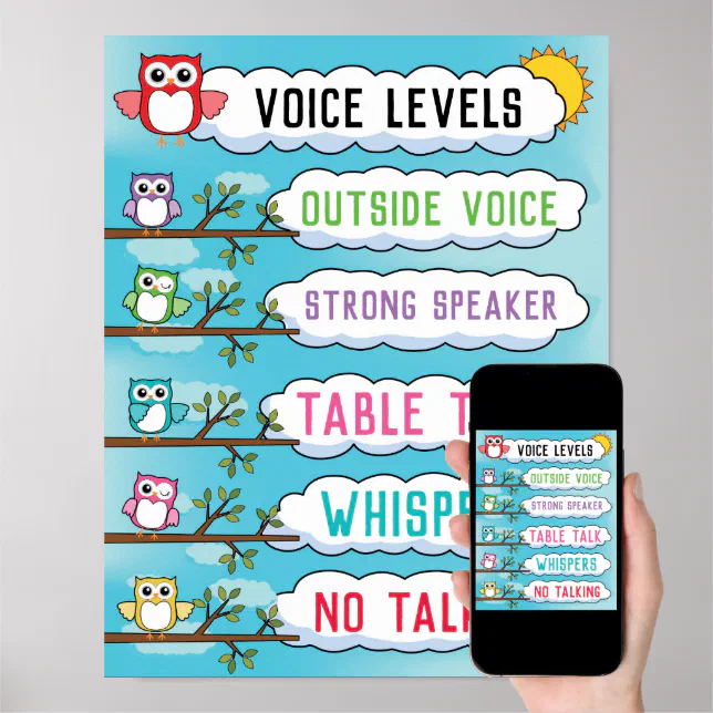 Affiche Graphique de niveau voix en classe dans le thème C | Zazzle.fr