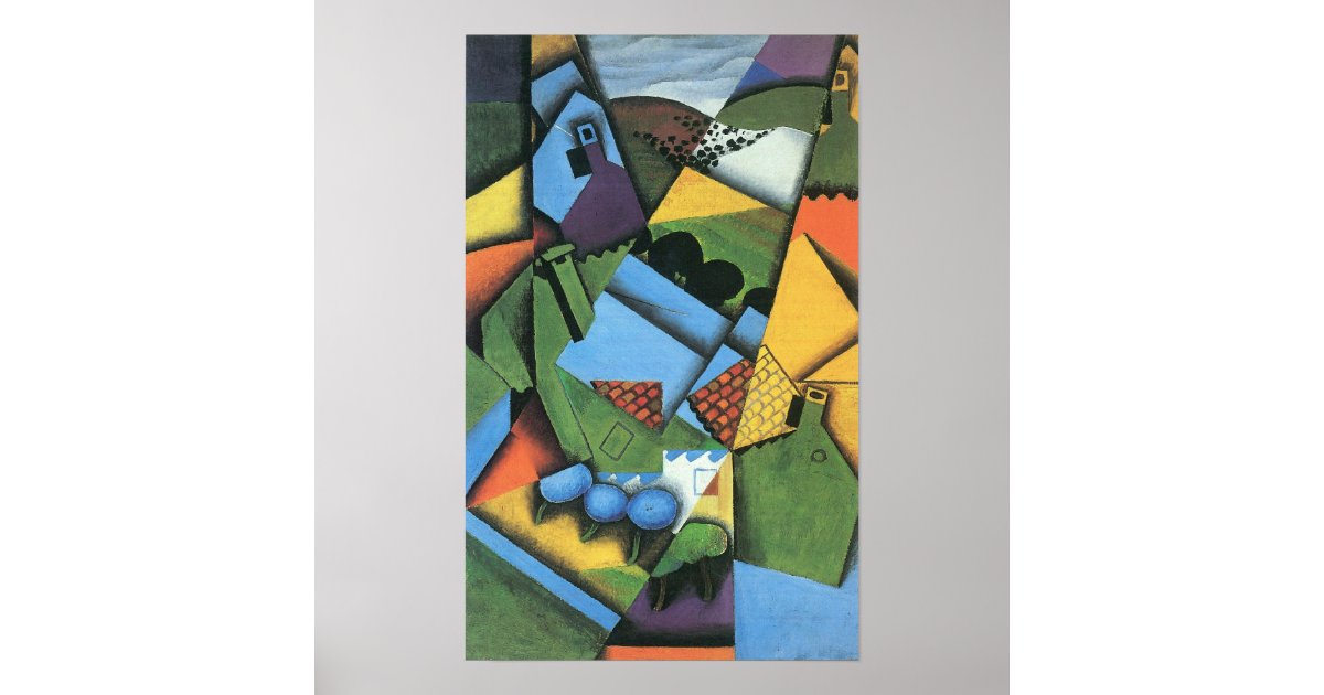 Affiche Juan Gris - Landscape with houses in Ceret | Zazzle.fr