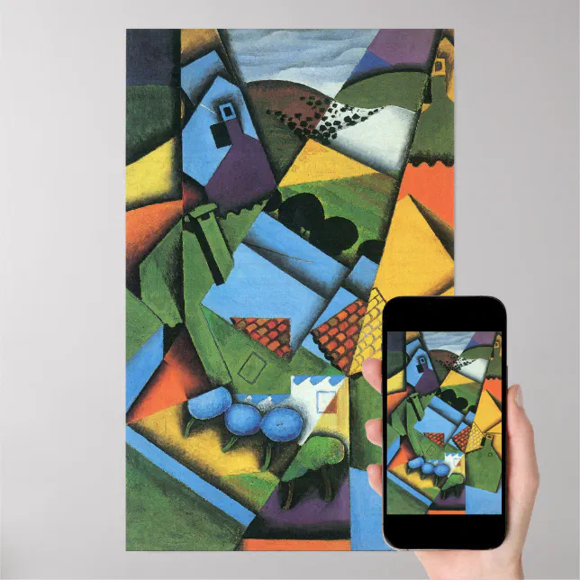 Affiche Juan Gris - Landscape with houses in Ceret | Zazzle.fr
