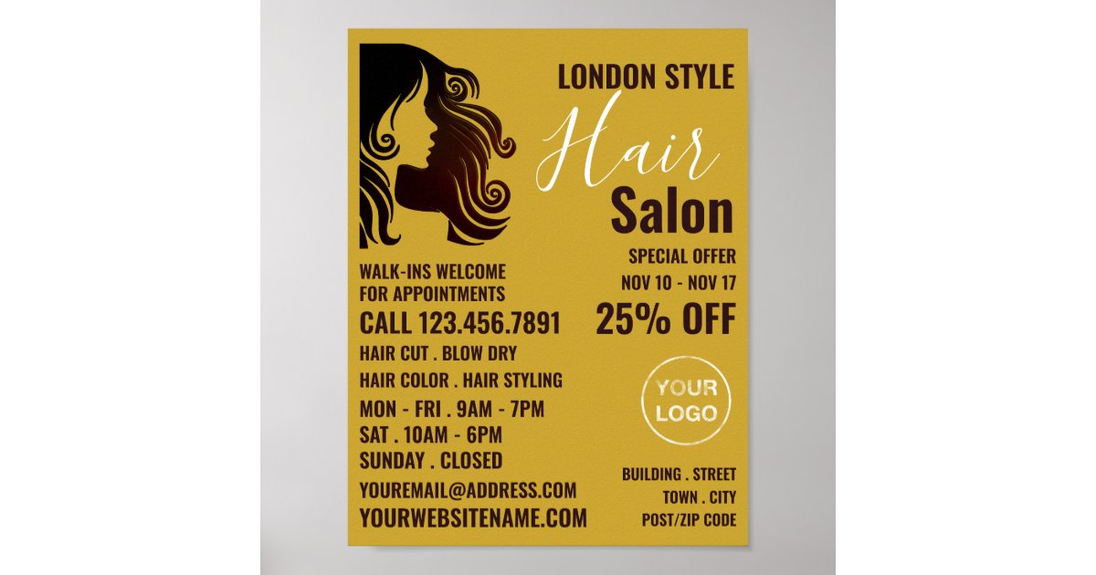 Affiche Logo pour cheveux, Styliste pour cheveux, Advert s | Zazzle.fr