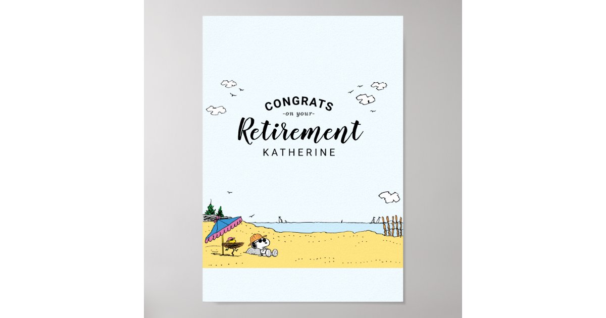 Affiche Partie de retraite | Snoopy & Woodstock sur la pla | Zazzle.fr