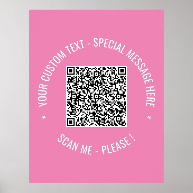 Affiche QR Code Scan Info Couleurs de texte personnalisées | Zazzle.fr