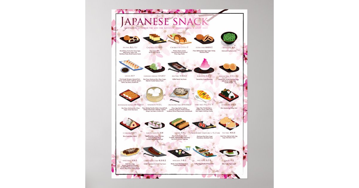 AFFICHE SNACK POSTER, 16X20, ARRIÈRE - PLAN SAKURA | Zazzle.fr