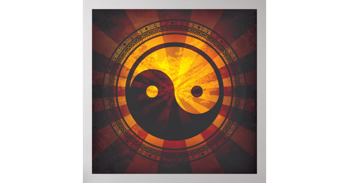 Affiche vintage du symbole du Yin et Yang | Zazzle.fr