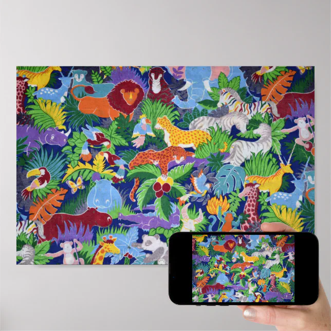Affiches Animaux de la jungle colorée | Zazzle.fr