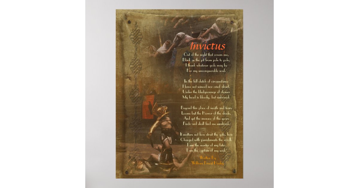 Affiches Invictus, poème victorien, William Ernest Henley | Zazzle.fr