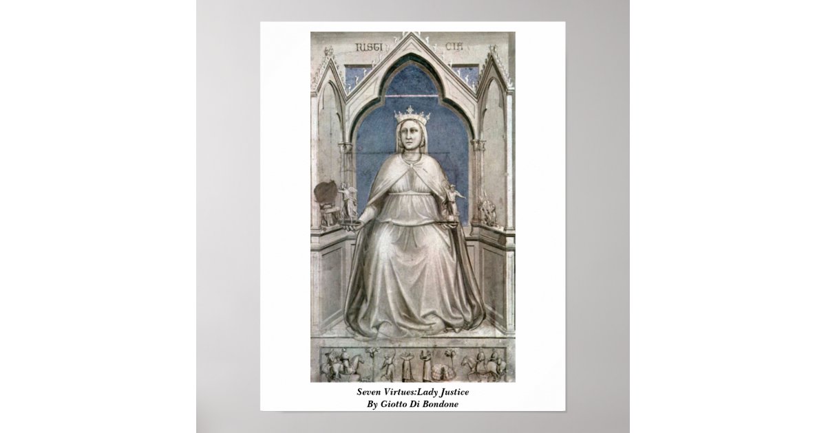 Affiches Sept Vertus : La Justice De Dame Par Giotto Di Bon | Zazzle.fr