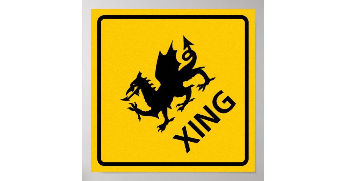 Affiches SYMBOLE DE LA ROUTE DU TRAVERSEMENT DU Dragon | Zazzle.fr