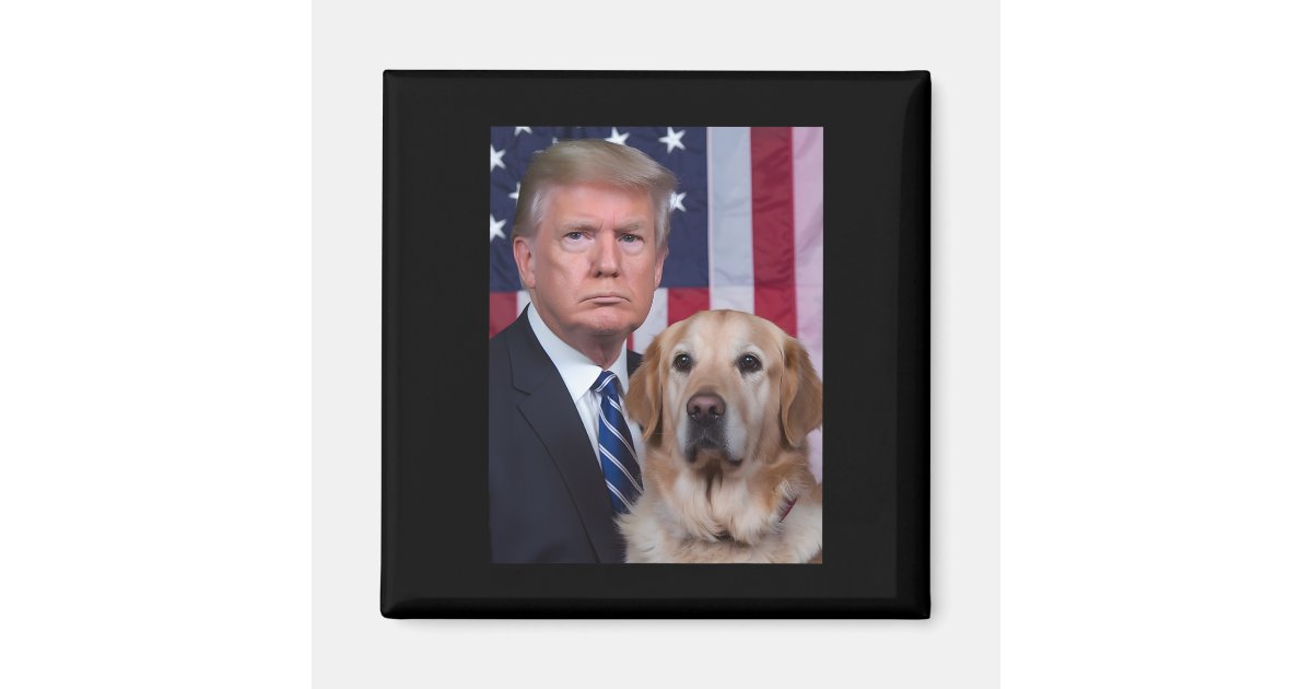 Aimant Drôle Trump et Golden Retriever Dog Usa Drapeau El | Zazzle.fr