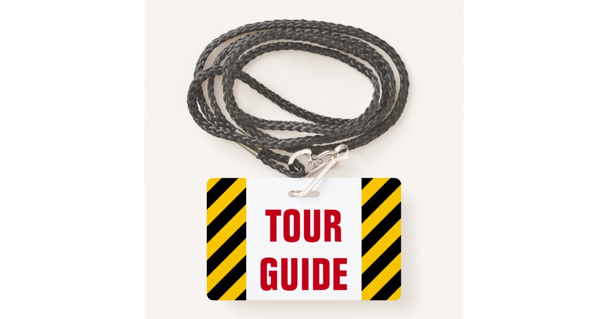 Badge "GUIDE TOURISTIQUE" + Insigne noir et jaune de | Zazzle.fr