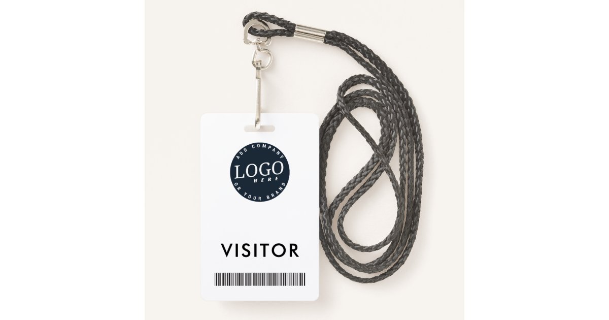 Badge Logo de l'entreprise et code à barres - ID du visi | Zazzle.fr