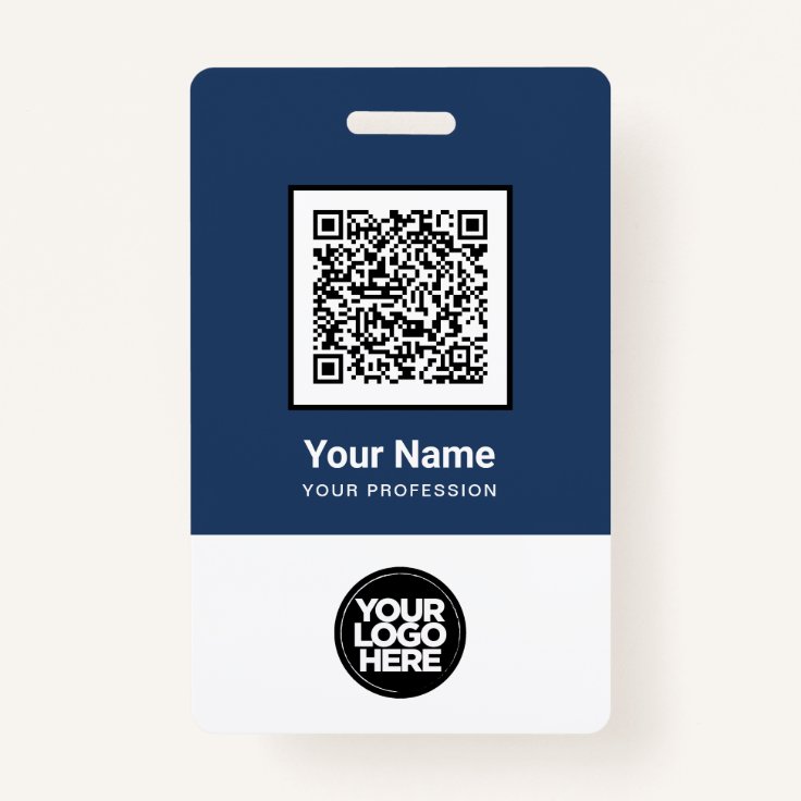 Badge Nom du logo Code barre Qr de l'employé personnalis | Zazzle.fr