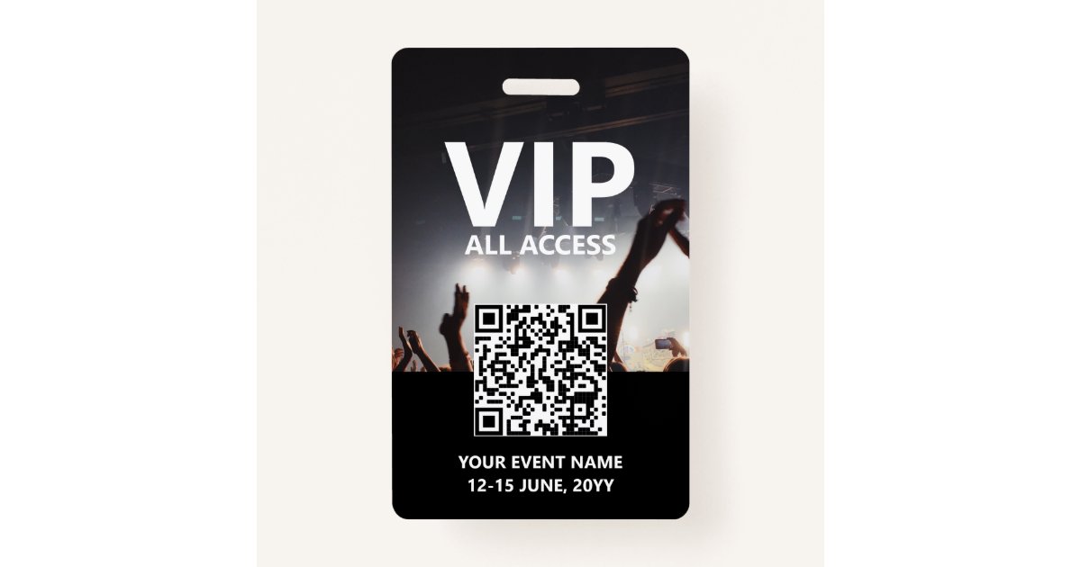 Badge Qr Code VIP All Access Pass Événement personnalisé | Zazzle.fr