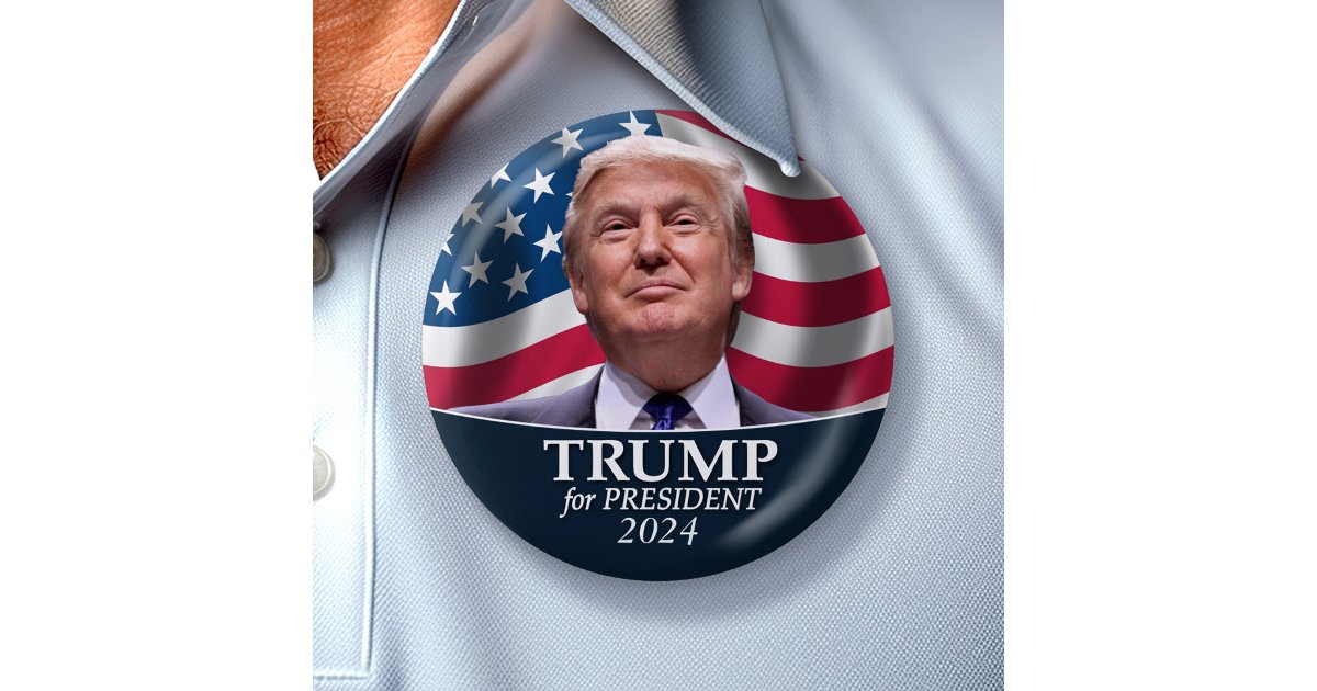 Badge Rond 7,6 Cm Photo Donald Trump - Président 2024 | Zazzle.fr
