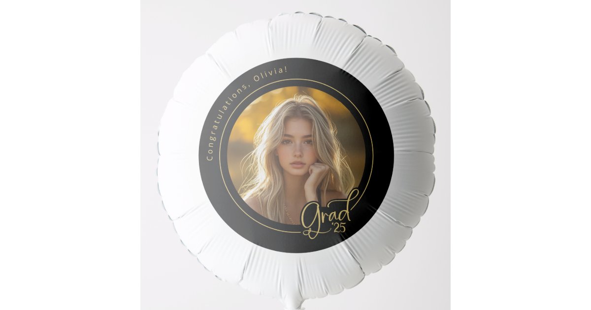 Ballon Gonflable Black Gold Photo Moderne Graduation | Zazzle.fr
