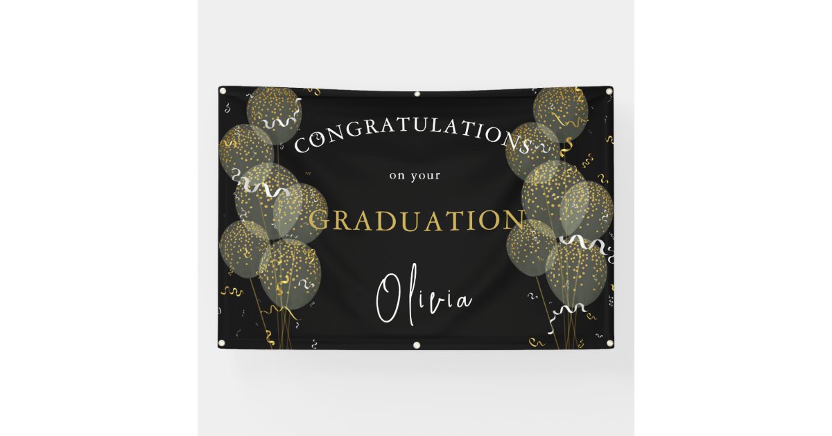 Banderoles Black & Gold Custom Party Graduation personnalisée | Zazzle.fr