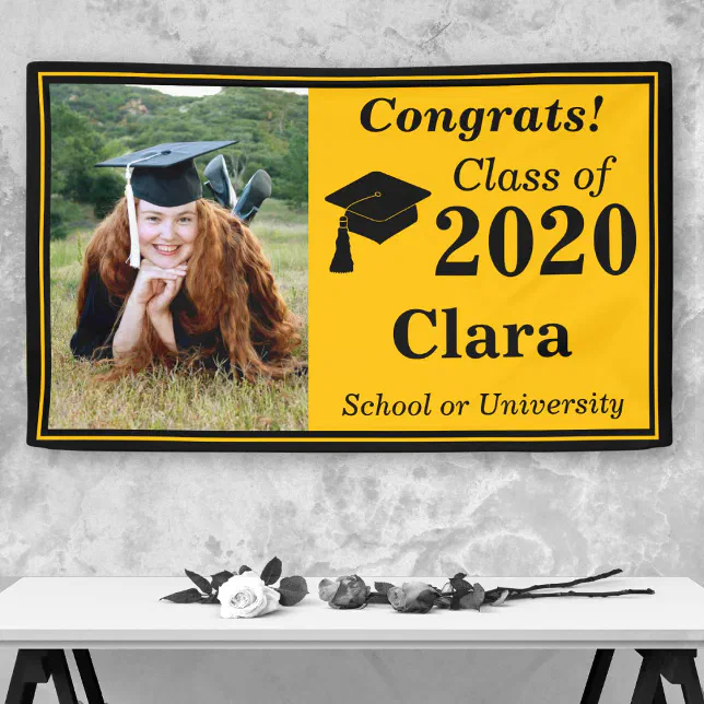 Banderoles Classe Black Gold One Photo de 2024 Graduation | Zazzle.fr