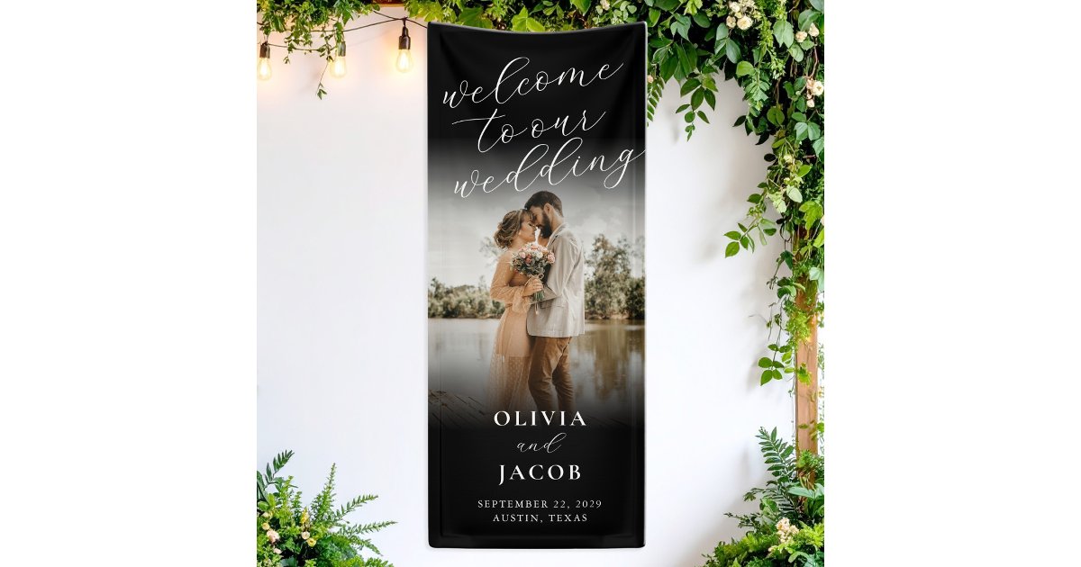 Banderoles Élégant Moderne Calligraphie Bienvenue Mariage pho | Zazzle.fr