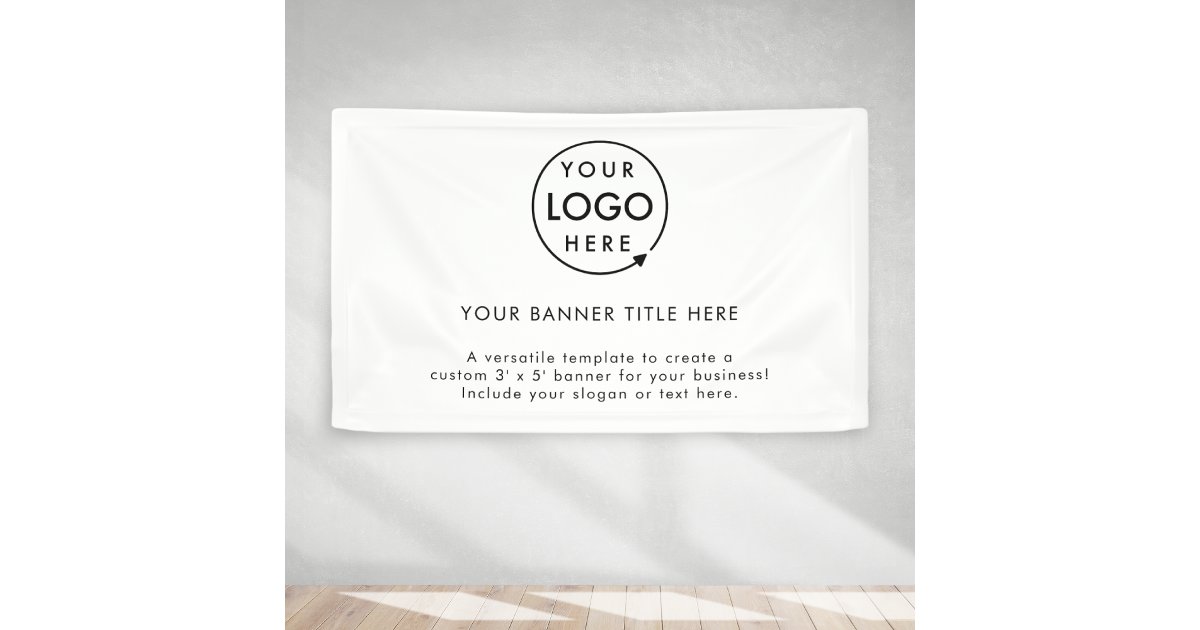 Banderoles Logo commercial | Minimum Clean Simple White 5' | Zazzle.fr