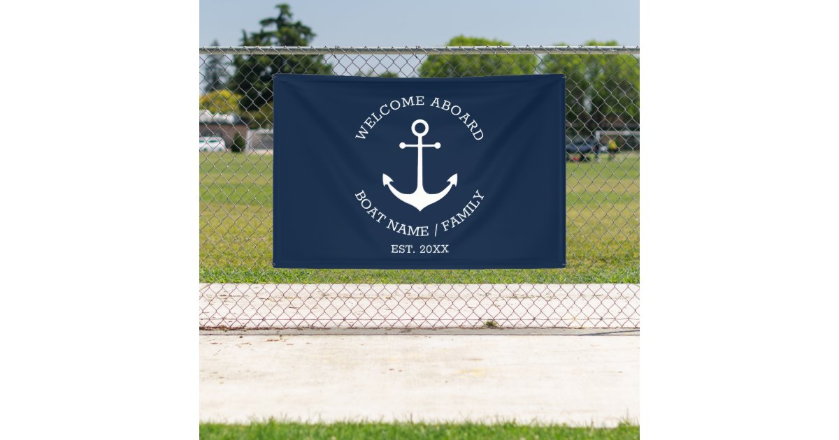 Banderoles Marine d'ancrage nautique Bienvenue à bord Texte p | Zazzle.fr
