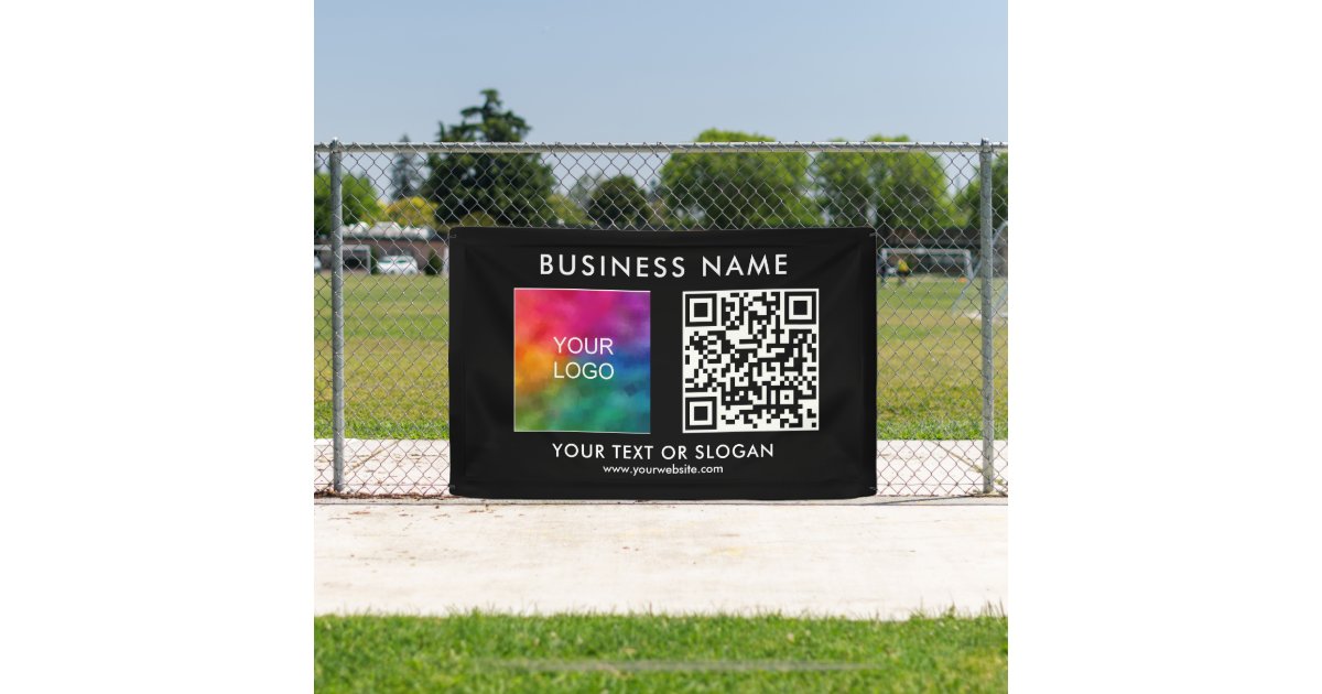 Banderoles Personnaliser Business Logo QR Code élégant extéri | Zazzle.fr