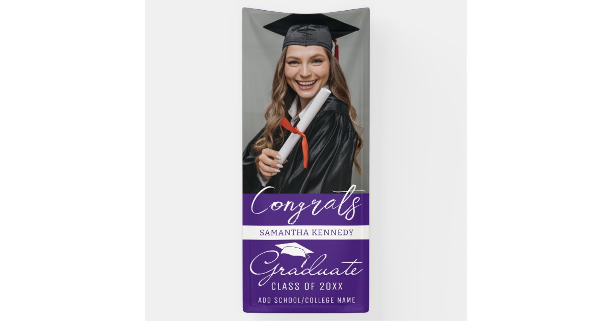 Banderoles Purple Congrats Grad Photo Grad Graduation Vertica | Zazzle.fr