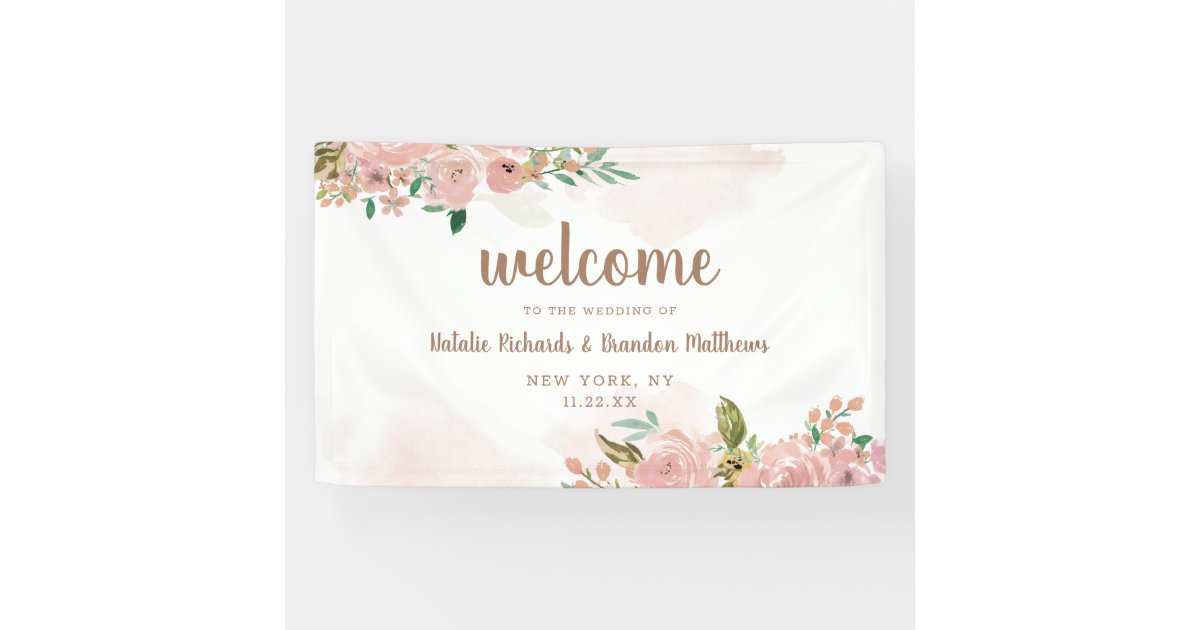 Banderoles Rose Vintage Dusty Rose Floral Bienvenue | Zazzle.fr