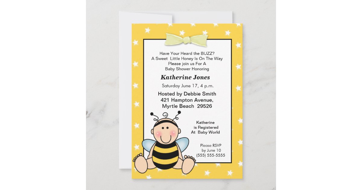 Bébé Bee Baby shower Invitation | Zazzle.fr