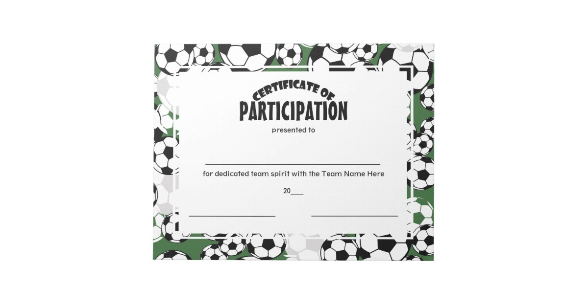 Bloc-note Certificats de participation au football | Zazzle.fr