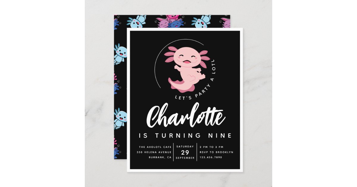 Budget Axolotl Anniversaire Fête Invitation | Zazzle.fr