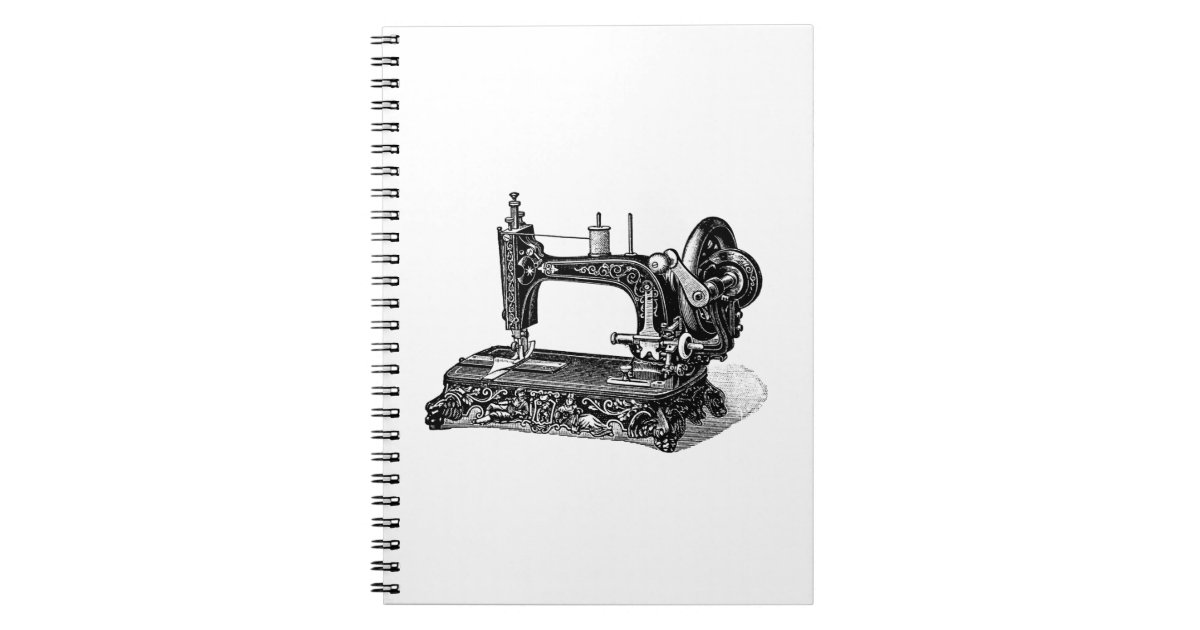 Carnet Illustration vintage de machine à coudre de 1800s | Zazzle.fr
