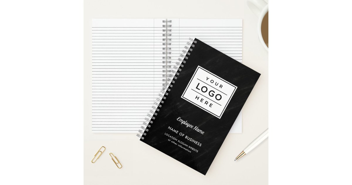 Carnet Logo d'entreprise en marbre noir personnalisé Nom | Zazzle.fr
