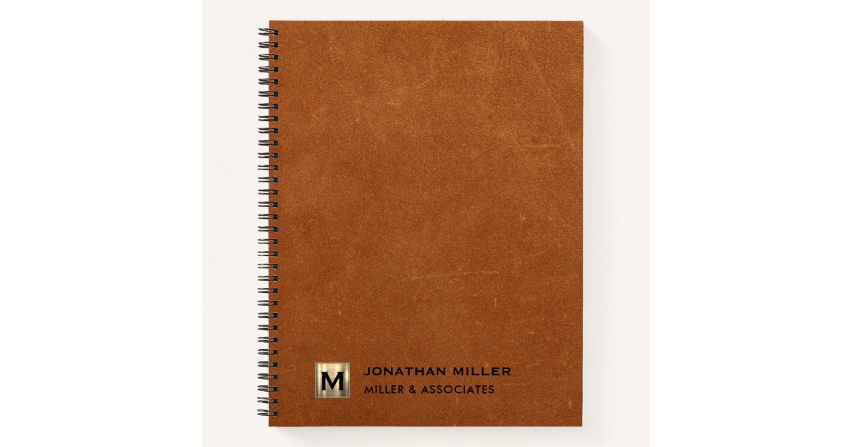 Carnet Logo initial en cuir de luxe en or | Zazzle.fr