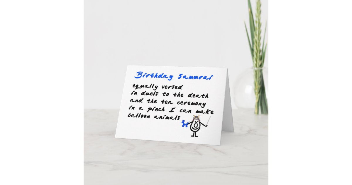 Carte Birthday samurai - a funny birthday poem | Zazzle.fr