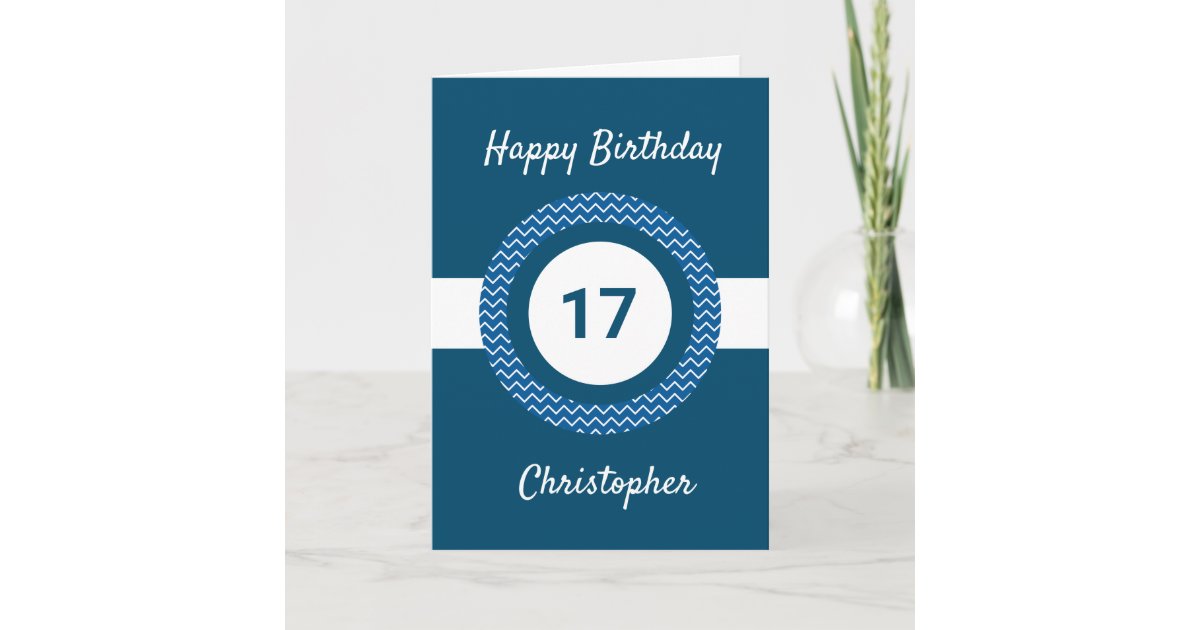Carte Chevron Blue 17th Birthday Card | Zazzle.fr