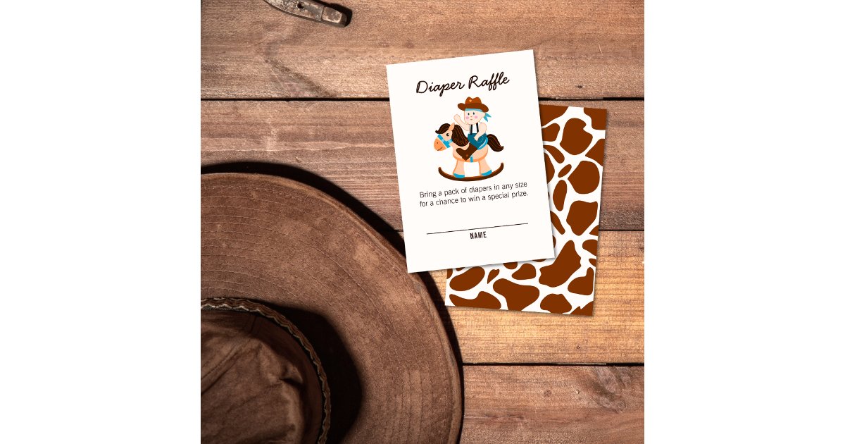 Carte D'accompagnement Western Cowboy Rocking Horse Boy Diaper Raffle ...
