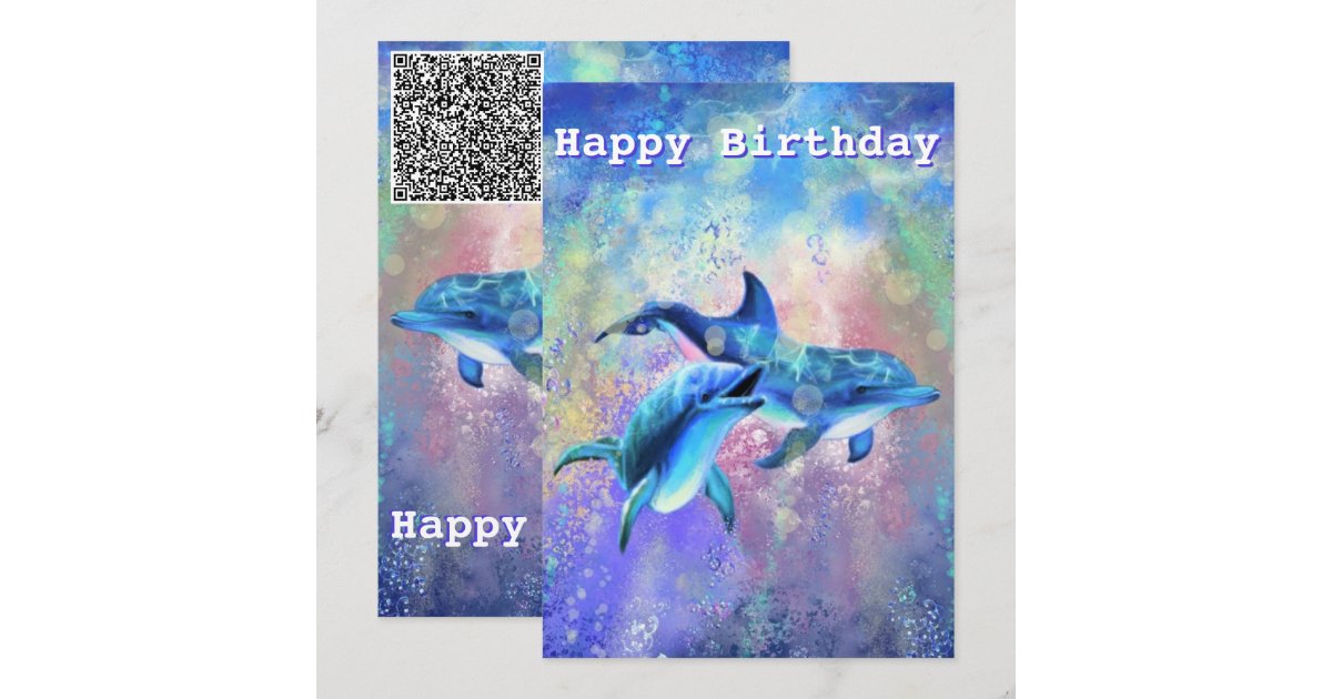 Carte d'anniversaire Dolphin Couple votre QR Code | Zazzle.fr