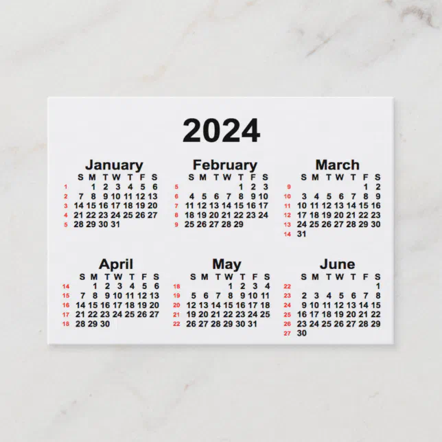 Carte De Visite Calendrier de 52 semaines 2024 blanc par Janz Cart ...