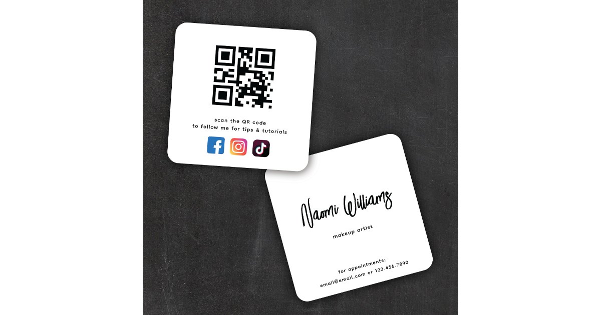 Carte De Visite Carré QR Code Social Media Icons Simple Moderne | Zazzle.fr