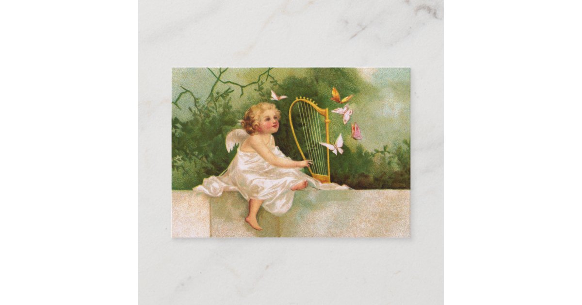 Carte De Visite Clapsaddle : Ange jouant l'harpe | Zazzle.fr