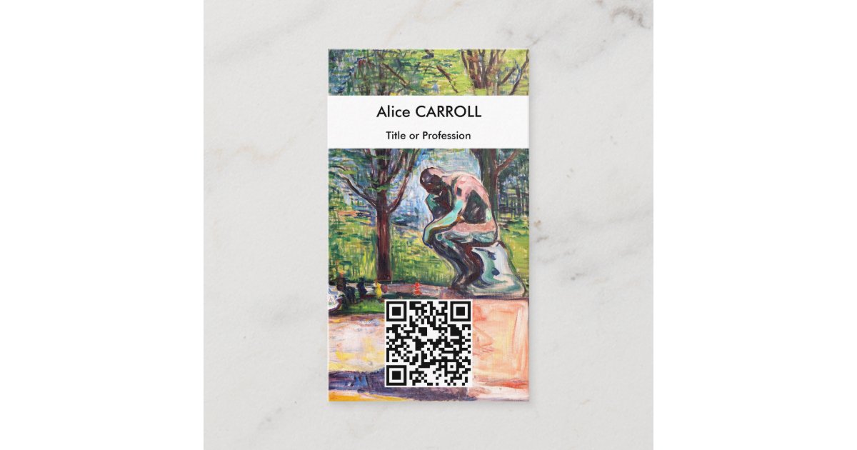Carte De Visite Edvard Munch - Le penseur de Rodin - QR Code | Zazzle.fr