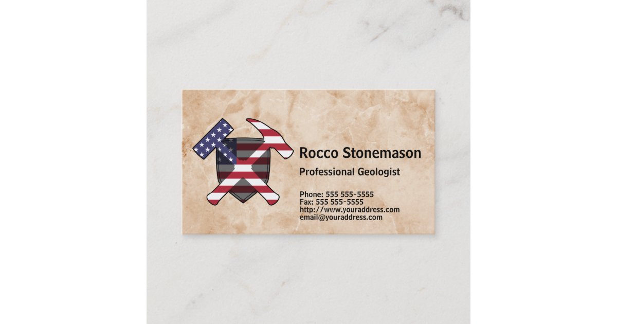 Carte De Visite Logo de marteau de la roche du géologue avec le | Zazzle.fr