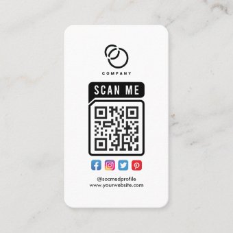 Carte De Visite Scan ME QR Code Social Media Logo Modern Simple | Zazzle.fr