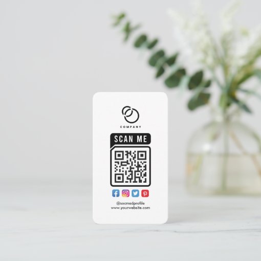 Carte De Visite Scan ME QR Code Social Media Logo Modern Simple | Zazzle.fr