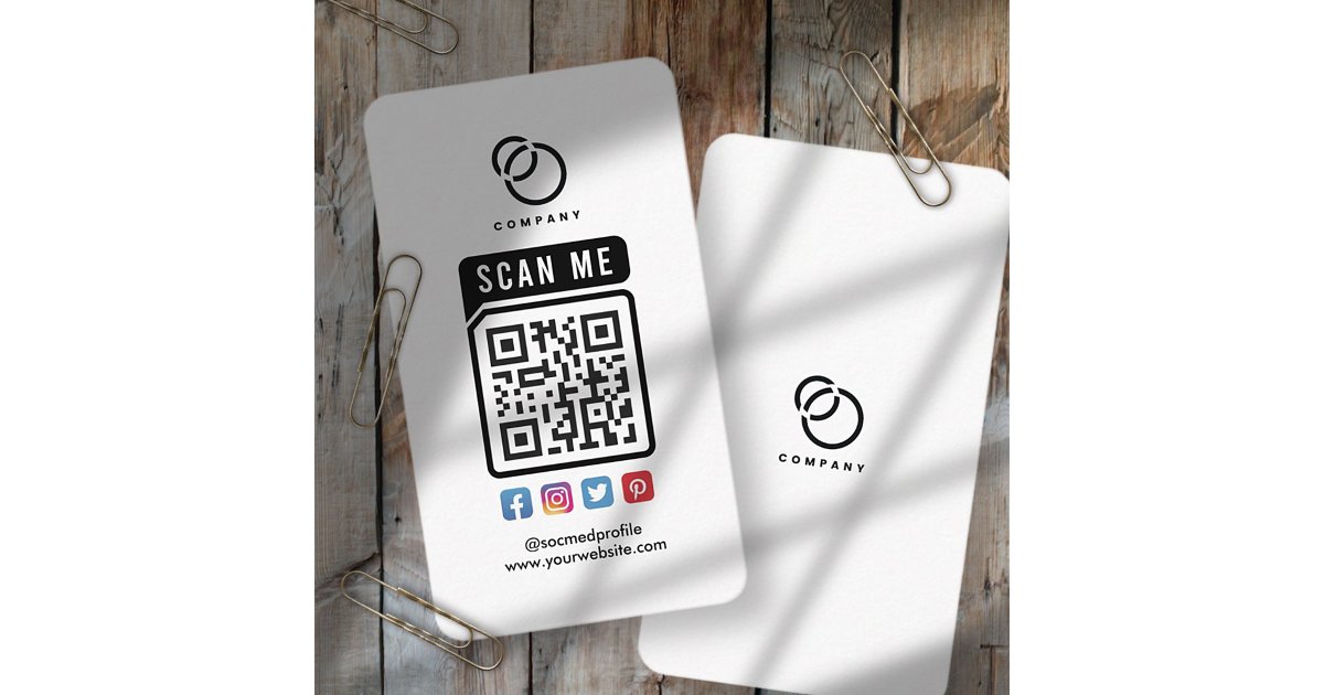 Carte De Visite Scan ME QR Code Social Media Logo Modern Simple | Zazzle.fr