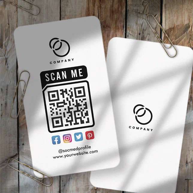 Carte De Visite Scan ME QR Code Social Media Logo Modern Simple | Zazzle.fr