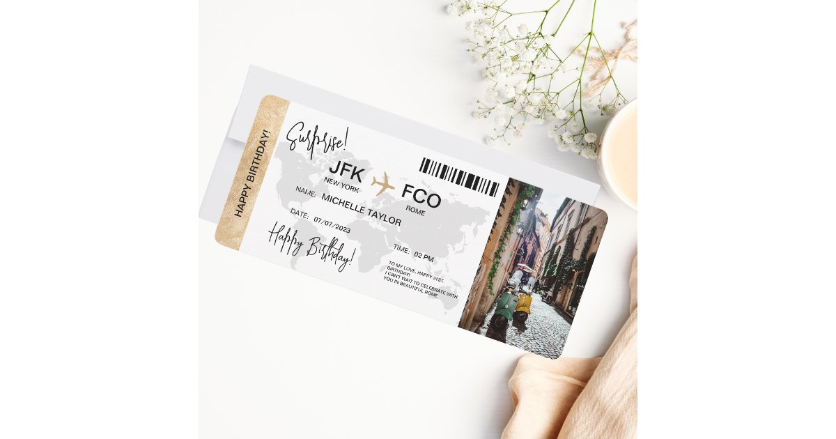 Carte d'embarquement Surprise Voyage Ticket | Zazzle.fr
