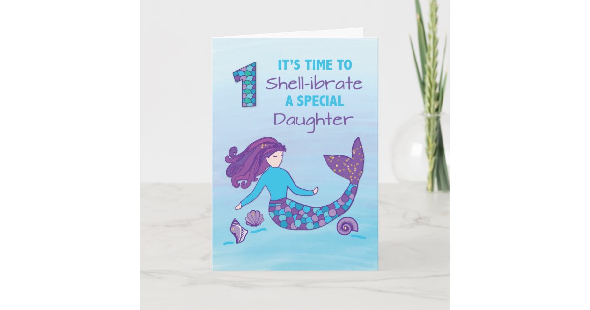Carte Fille 1er anniversaire Sparkday Look Mermaid | Zazzle.fr