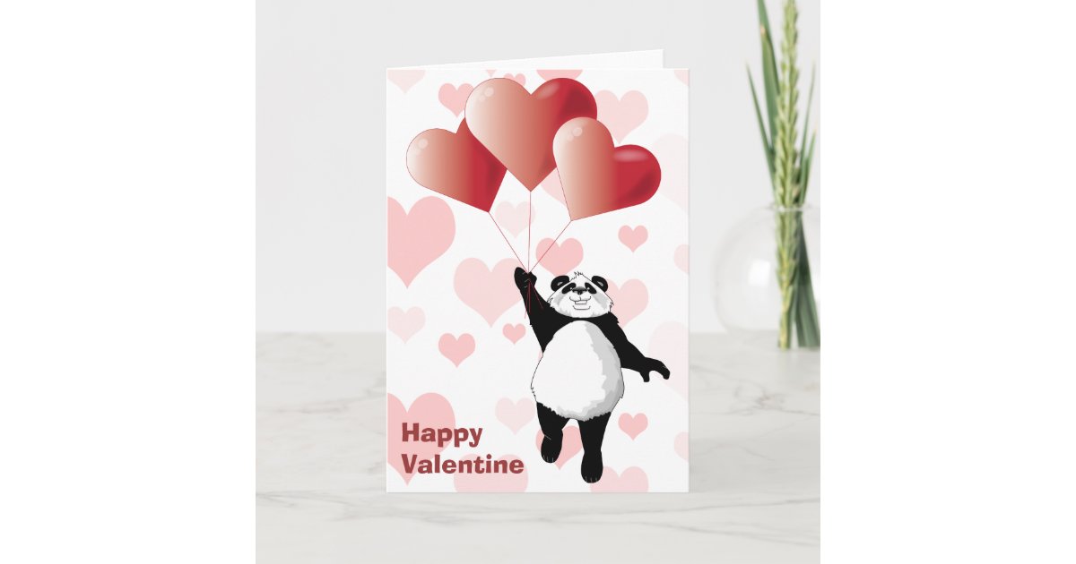 Carte mignonne de Valentine de panda et de ballons | Zazzle.fr